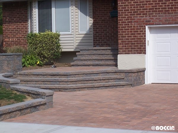Driveway Stoop retaining wall pavers - Basement Waterproofing Long ...